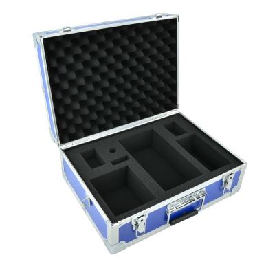 China Blue Aluminum Carrying Case With Shoulder Strap Foam Insert for sale