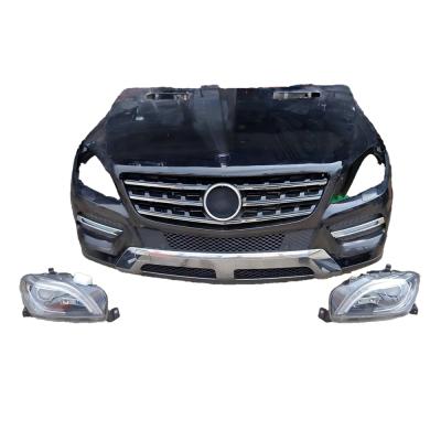 China Used Mercedes-Benz M-Class W166 ML300/ML350/ML400 Full Nose Cut Front Bumper LED Headlight Grille Bonnet Hood Black for sale