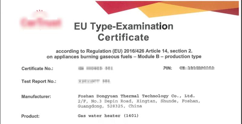 CE - Foshan Shunde Dongyuan Gas Appliances Industrial Co., Ltd.