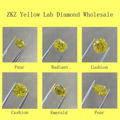 China Diamante amarillo creado en laboratorio con certificación de IGI 3.45ct corte de esmeralda en venta