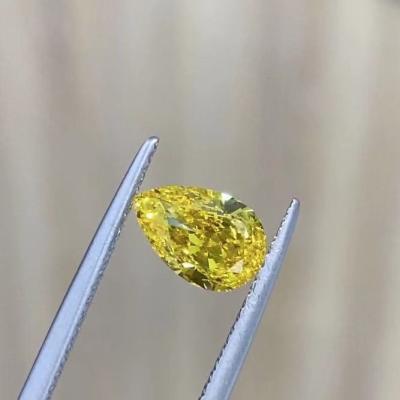 China Pear Brilliant Cut HPHT CVD Lab Created Yellow Diamond 1-1.3ct for sale