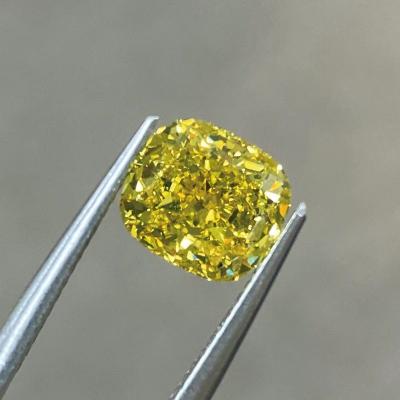 China HPHT Lab Created Yellow Diamond Loose Cushion Cut 10 Mohs for sale