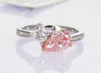China Lab Created Pink Pear CVD Diamond Engagement Ring NGTC Certified VS2 Clarity for sale