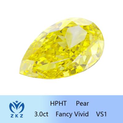 Cina Il laboratorio sciolto di HPHT ha creato il taglio vivo operato giallo IGI VS1 della pera del diamante 3.0ct in vendita