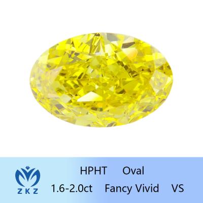 중국 오벌 커트 HPHT 종합적이 노랗 다이아몬드 공상 생생하 1.6 ct 내지 2.0 ct 판매용