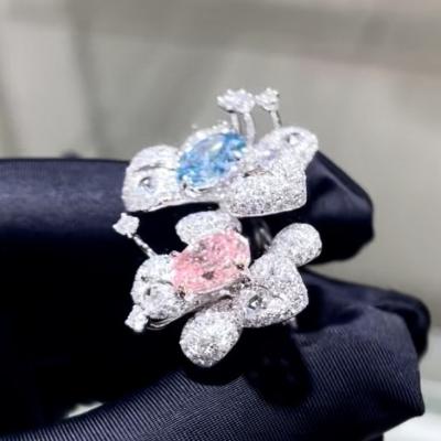 China 18k Oval Shape Two Colors Style Ring Lab Grown Pink Diamond Ring Luxury And Exquisite Design For Party For Banquet for sale