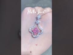 Four-Leaf Clover Lily Cut Lab Created Colored Diamonds Engagement Jewelry Diamond Pendant Necklace