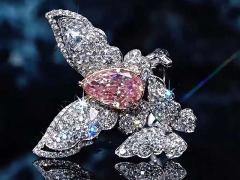 Butterfly Design Luxury Jewelry Pink Lab Grown Diamond Ring For Party Banquet