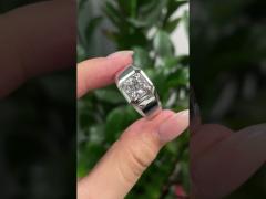 Lab Grown Diamond Men's Ring in 18K White Gold E Color for Engagement and Wedding