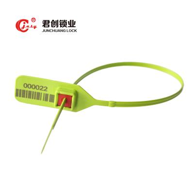 Cina JCPS203 sigillo di sicurezza monouso di plastica sigillo di sicurezza di plastica codice a barre imballaggio sigillo di plastica in vendita
