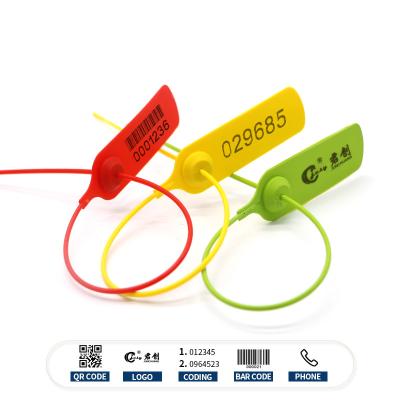 Cina JCPS005 Sicurezza di alta qualità temperamento fisso a codice a barre pesante red pull tight customizazione colorato sigillo di plastica in vendita