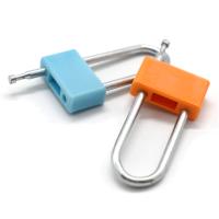 China Disposable Tamper Evident Plastic Padlock Seals 32x85.8mm PP Barcode Security for sale