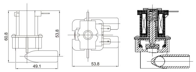 Main Dimension of RO Solenoid Water Valve: