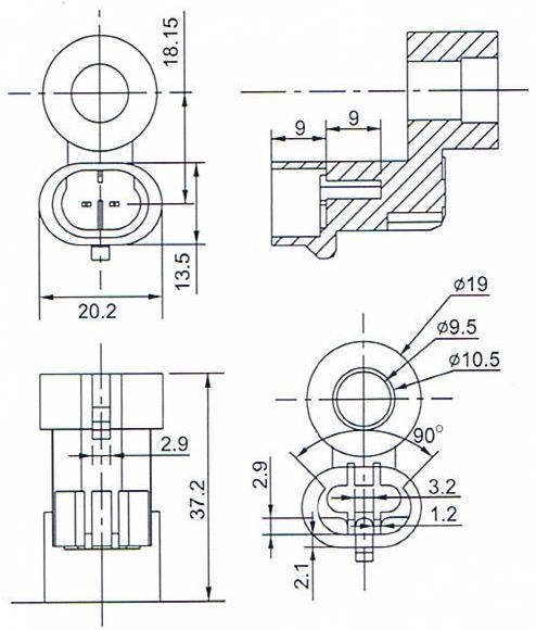 Dimension of BB09515006 Solenoid Valve Coil :