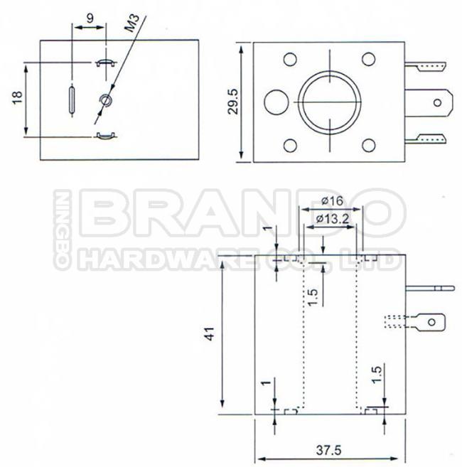 Dimension of BB13237513 Solenoid Valve Coil :