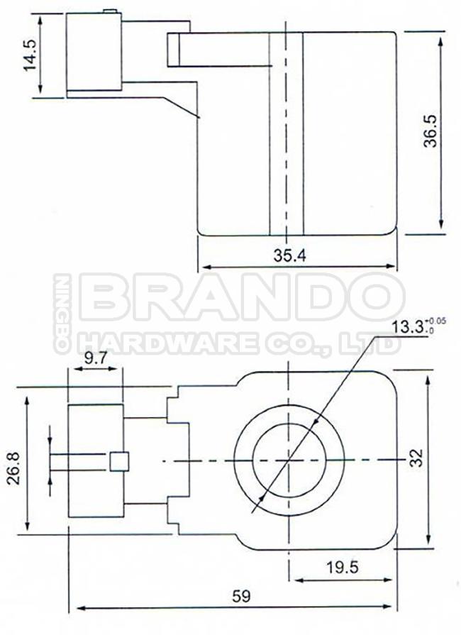 Dimensione della bobina dell'elettrovalvola a solenoide BB1336518: