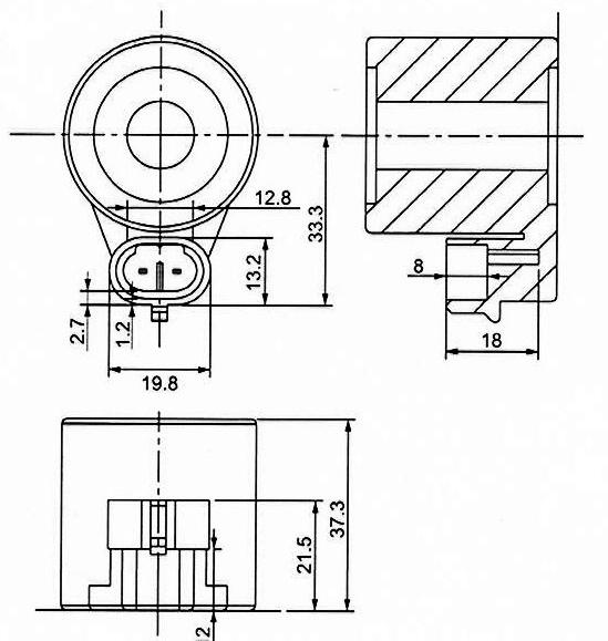 Dimension of BB13337320 Solenoid Valve Coil :