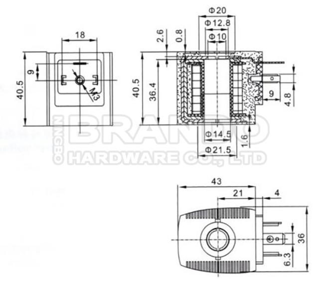 Dimension of BB14540548 Solenoid Valve Coil :