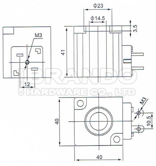 Dimension of BB14541001 Solenoid Valve Coil :