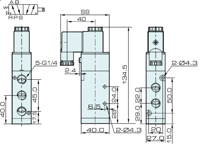 G1/4」4V310-08 5/2の方法AirTACのタイプ電磁弁