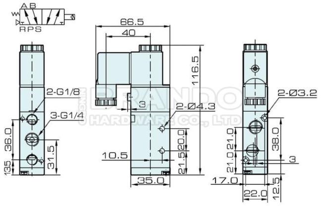 4V210-08 5/2方法空気の電磁弁