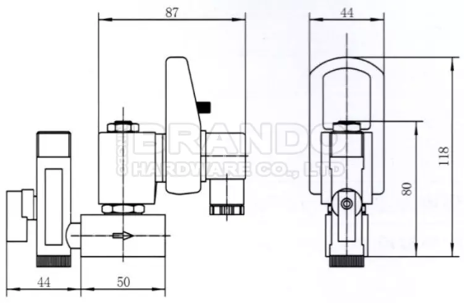 Dimension of OPTIMUM Type BADV01 Water Drain Valve: