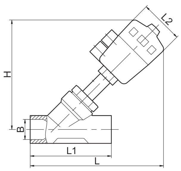 1.5'' DN40 PN16 Welding Pneumatic Angle Seat Valve Stainless Steel 0