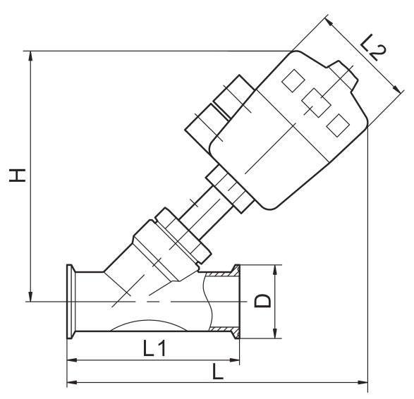 Sanitary Tri-Clamp Angle Seat Valve Pneumatic 1/2'' DN15 PN16 0