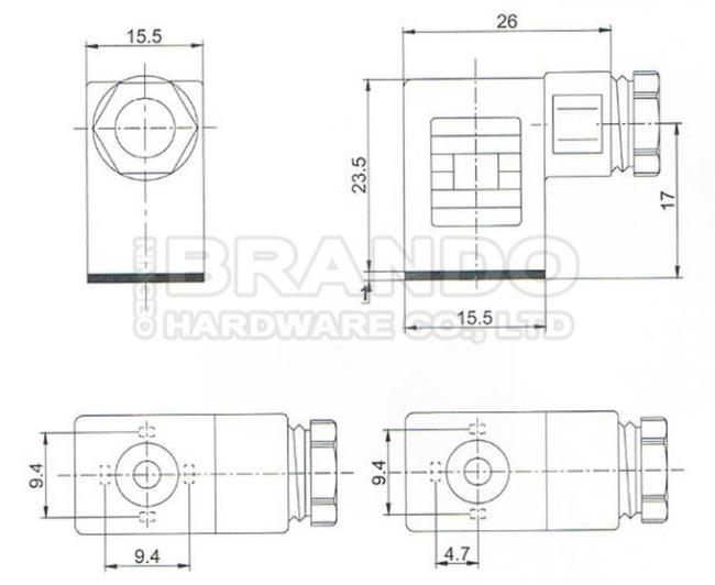 DIN43650C Solenoid Valve Coil Connector With LED DIN 43650 Form C 0