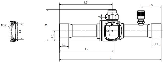 GBC 35s 1 3/8'' Danfoss Type Refrigeration Ball Valve With Access Port 009L7567 0