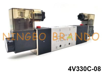 China Tipo maneira pneumática 24VDC 220VAC de 4V330C-08 Airtac da válvula de solenoide 5/3 à venda