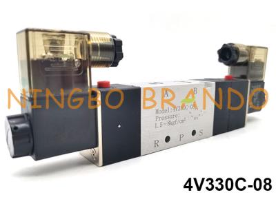China Het Type van 4V330C-08 Airtac Pneumatische de Solenoïdeklep 5/3 Manier 24VDC 220VAC van de Luchtcontrole Te koop