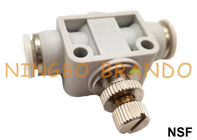 China NSF One Way Push In Pipe Quick Connect Tube Pneumatic Air Flow Speed Control Fitting for sale