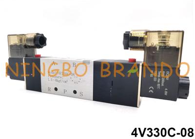 China 4V330C-08 Airtac Tipo 5/3 Vias Elétrica Pneumática Válvula Solenóide 24 V 110 V 220 V à venda