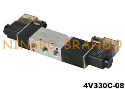 China 4V330C-08 Válvula solenoide pneumática de centro fechado 5 vias 2 posições 1/4'' à venda