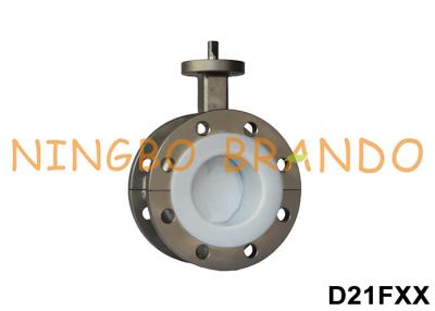 China PTFE-gevoerde dubbelflenskoploze vlinderklep DN40 tot DN600 Te koop