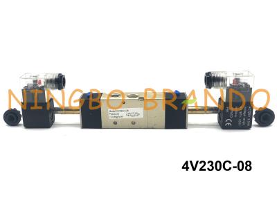 중국 4V230C-08 PT 1/4" AirTAC 유형 공기 솔레노이드 벨브 두 배 전기 통제 5/3 방법 12VDC 판매용