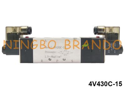 China 5/3 válvula electromagnética neumática Airtac de la manera mecanografía 4V430C-15 el 1/2” 24V 220V en venta
