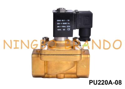 China PU220A-08 Shako Type 2 Way NC Brass Solenoid Valve 1'' 220V AC for sale