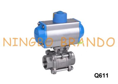 China 3 van de de Haven Pneumatisch Aangedreven Kogelklep van de stukdraad Roestvrij staal 304 Te koop