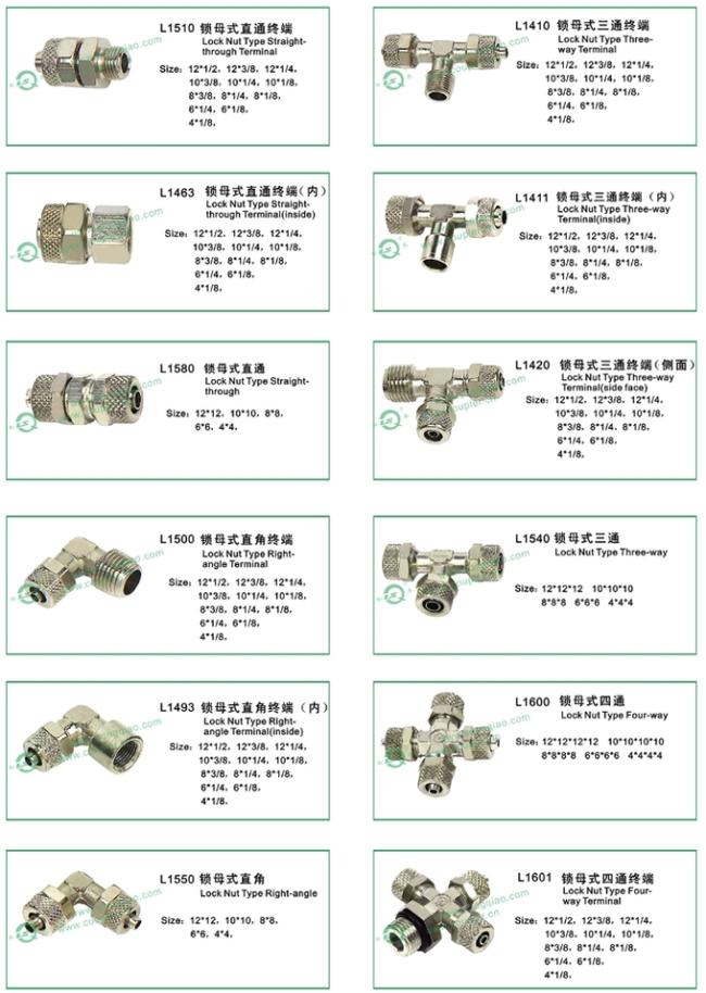 Knurling Nut Type Pneumatic Line Fittings In Brass Nickle Plated Optional Size 0