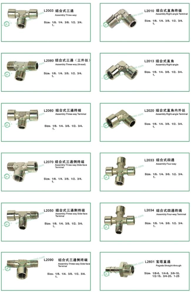 Assembly Pneumatic Fittings In Brass , Nickle Plated Quick Connect Air Fittings 1