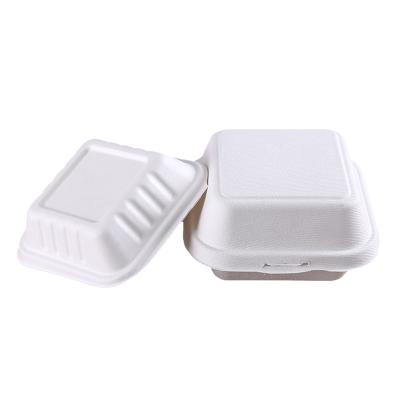 China Lekvrije 1000ml de Bagasse Meeneemcontainers van het Clamshelldeksel Te koop