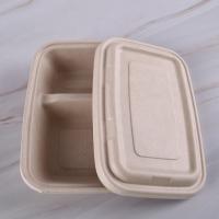China 1000ml Compostable Two Compartment Pulp Food Containers for sale
