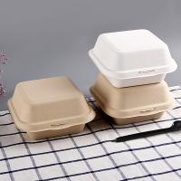China Refrigerable Hamburger 100mm Bagasse Clamshell Containers for sale