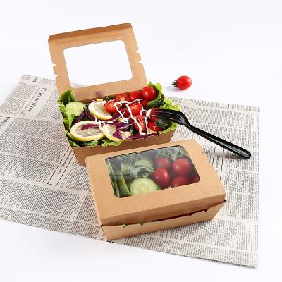 Cina Contenitore di carta kraft con la chiara finestra per la frutta dell'insalata e l'alimento freddo in vendita