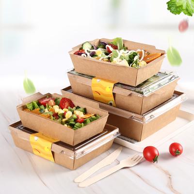 Cina Contenitore di carta kraft con il chiaro coperchio per insalata, frutta ed alimento freddo in vendita