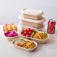 China Divide Takeaway Oval Biodegradable Food Containers With Lids for sale