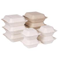 China Compostable Waterproof Clamshell Sugarcane Takeaway Boxes for sale