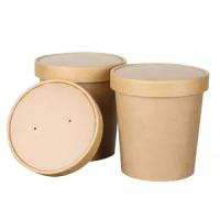 China Disposable Compostable Microwavable Kraft Soup Cup for sale